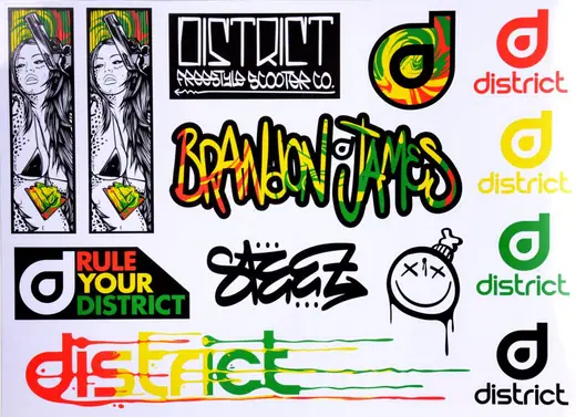 District Brandon James Scooter Sticker Sheet | SkatePro