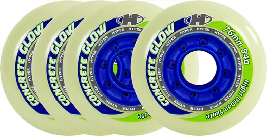 Hyper Concrete Glow Inline Skate Wheels 4-Pack - Freeskate Skates