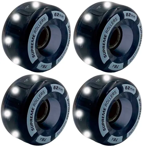 Supreme Light Up Roller Skate Wheels 4-Pack | SkatePro